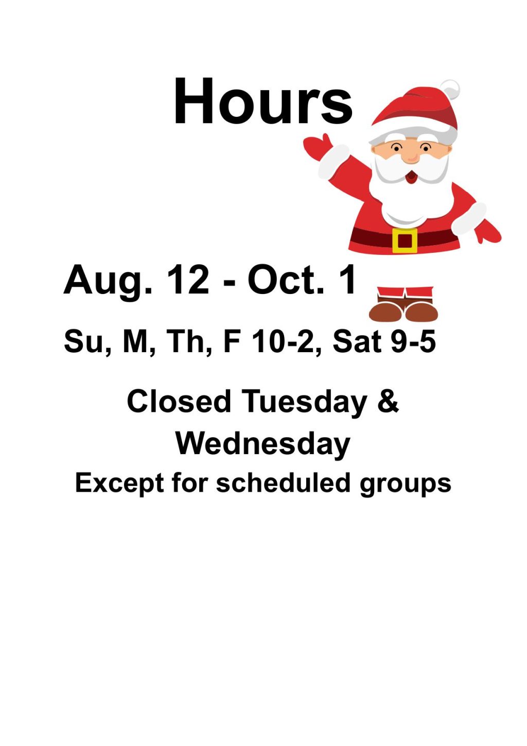 Operating Hours: – Santa Claus Museum & VILLAGE